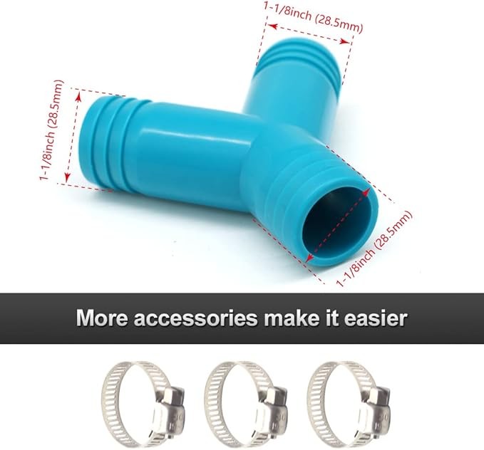 1 1/8 Inch 3 Way Y Barbed Fitting for Marine Plumbing Bilge Pump Hose ...
