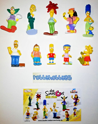 THE SIMPSONS MOVIE COMPLETE SET OF 10 + PAPERS KINDER JOY SURPRISE EGG ...
