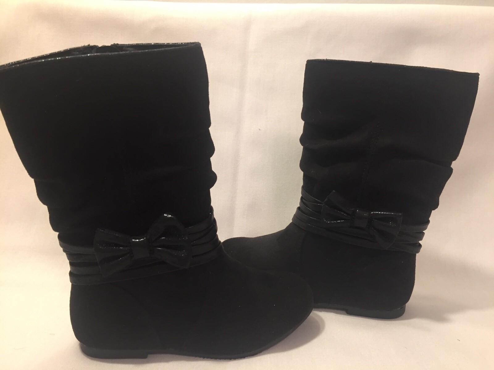 NEW - Girls Mid Calf Suede Fashion Cute Kids Boots Zip - Black Size 8 ...