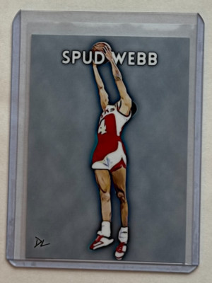 Spud Webb Limited Edition Artist Signed 1986 Slam Dunk Contest Trading ...