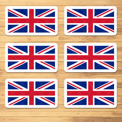 6 Pack Union Jack Waterproof Vinyl Stickers - British Flag Decals | eBay