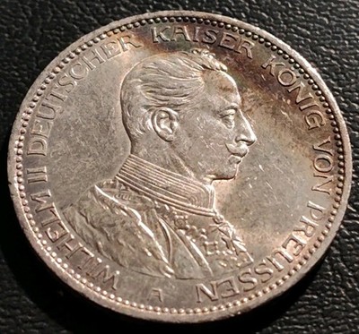 German States Prussia, 1914A, 3 Mark, Wilhelm II, Silver Coin. | eBay