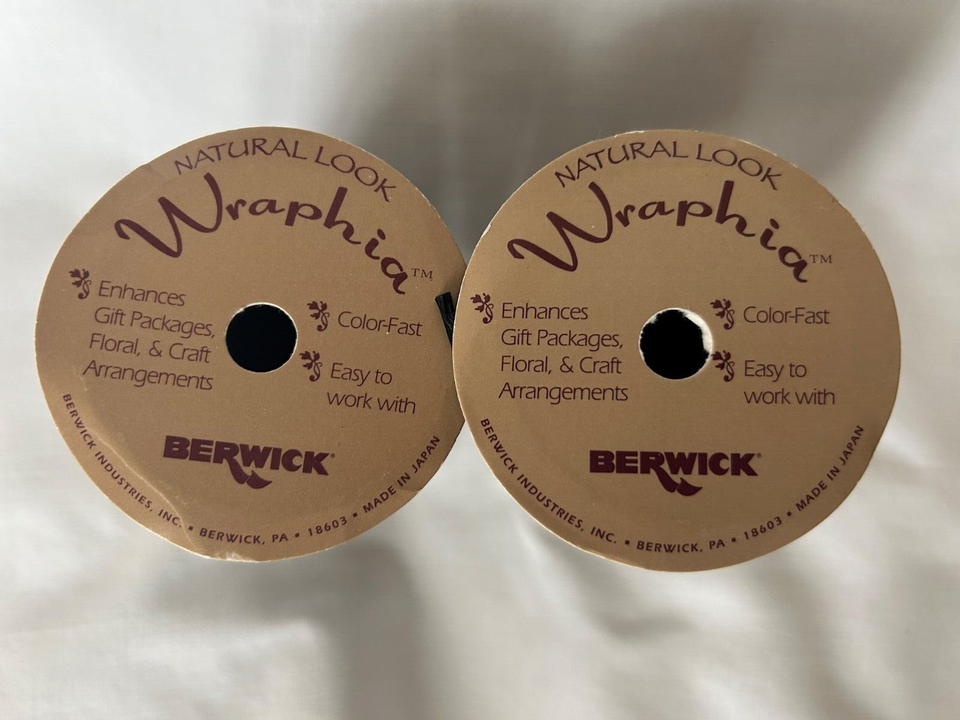 CRAFTS - Lot 2 Wraphia Raffia Ribbon Matte Black Berwick 20 yd ea (40 ...