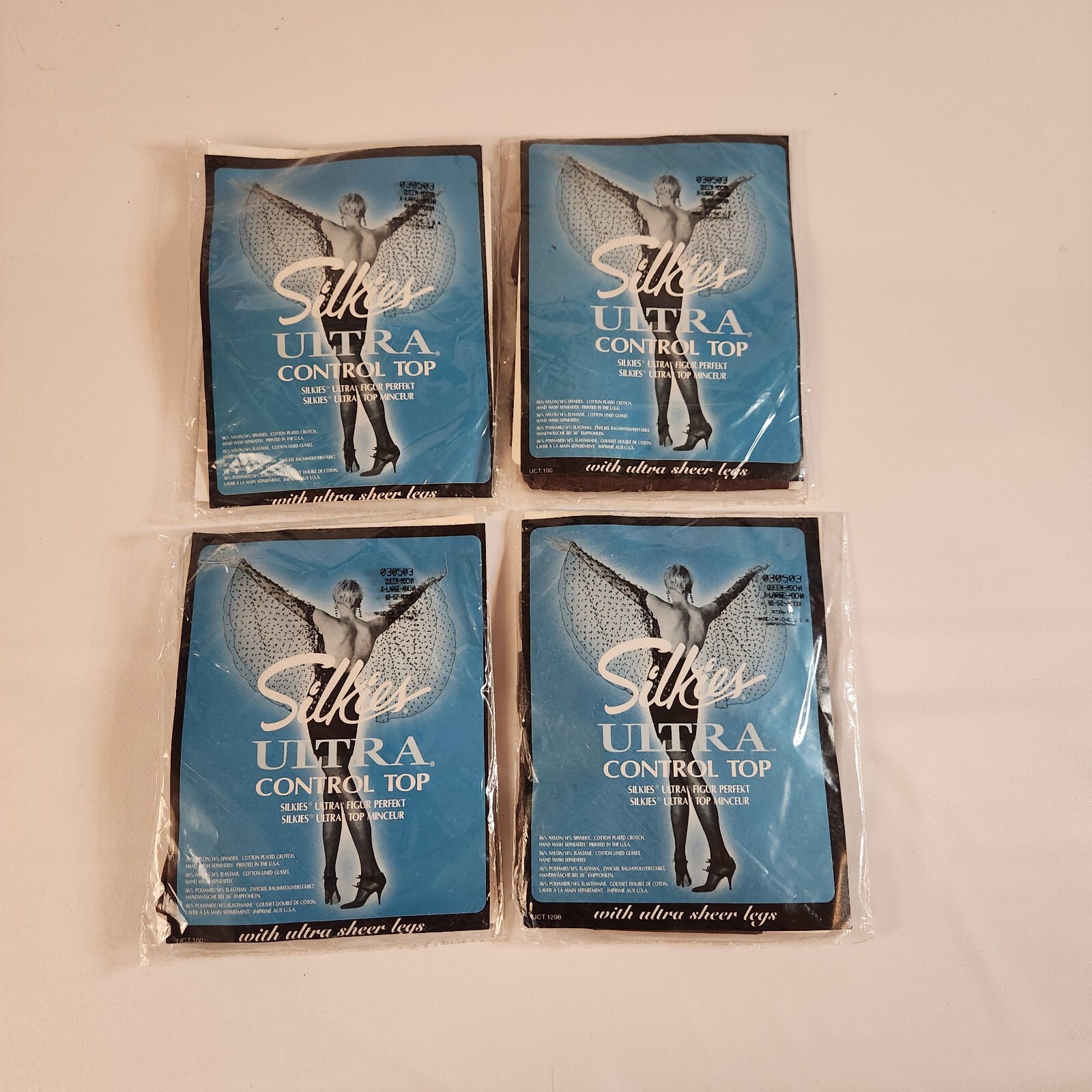 4 Packs Of Silkies ULTRA Control Top Queen XLarge Mocha 030503 VINTAGE ...