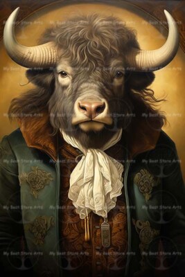 Buffalo Fine Art Print, Victorian Bison Wall Decor Gothic Poster ...
