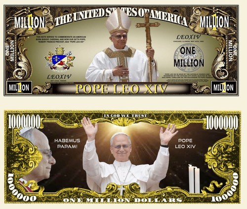 Pope Leo XIV Million Dollar Bill Play Funny Money Novelty Note + FREE ...