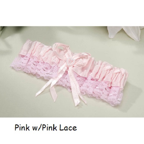 Wedding Garters Satin & Lace, Ribbon Bow w/ heart Blue,Black,Red,Pink ...