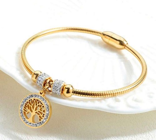 Women Stainless Steel Rhinestone & Tree Decor Bangle-Style Daily Wear Accessory | eBay
