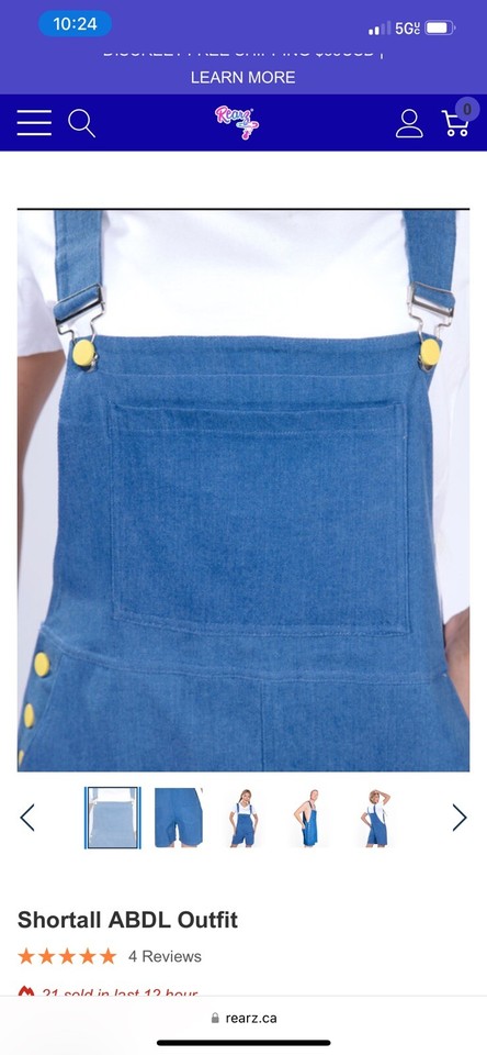 NEW ABDL Denim Snap Crotch Shortalls Size 2XL | eBay