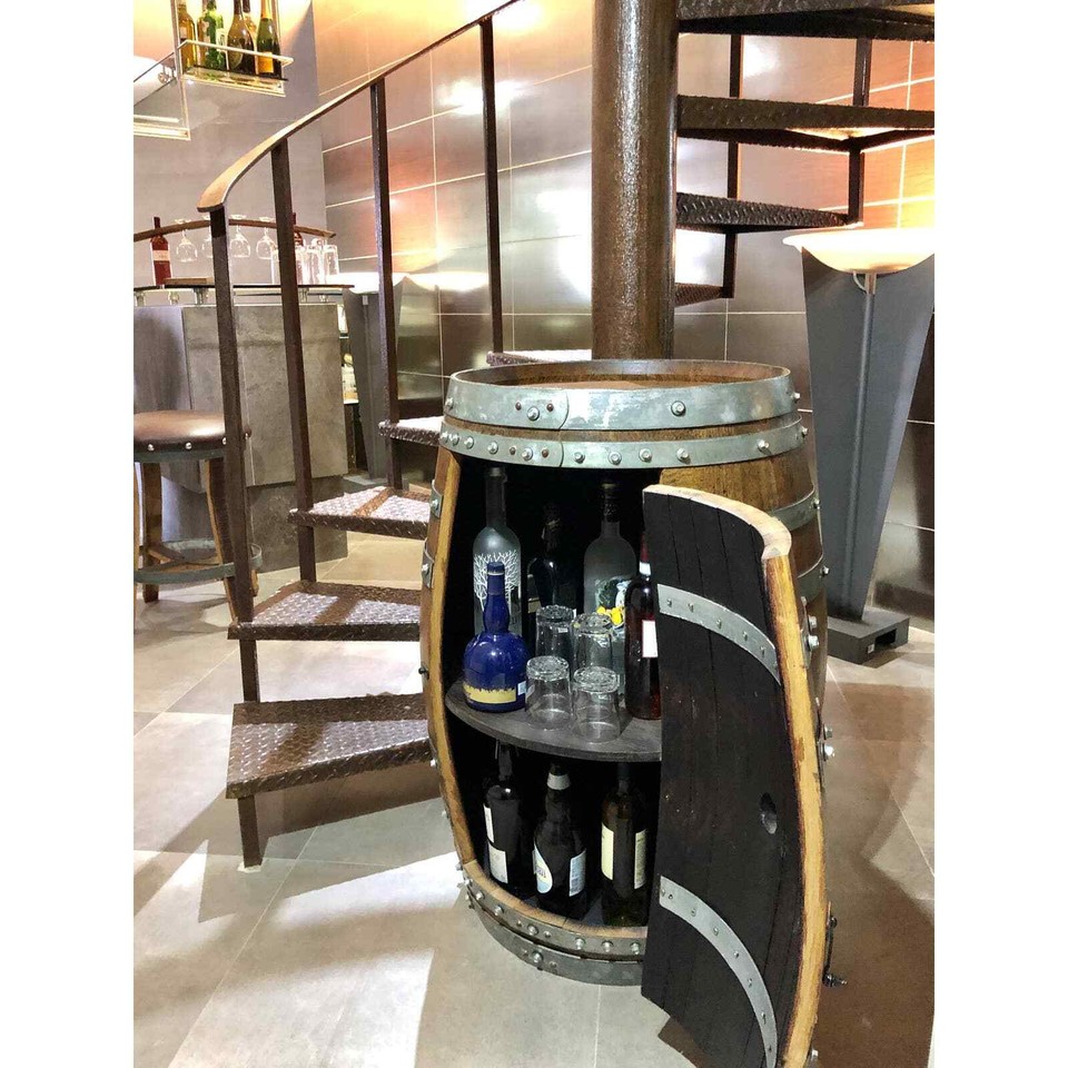 Wine Barrel Bar Cabinet With Storage (Pub Table -Barrel Bar -Whiskey ...
