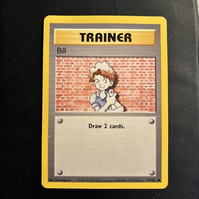 Pokemon Card - 1st Edition - Bill Shadowless 91/102 Base Set 1999 ...