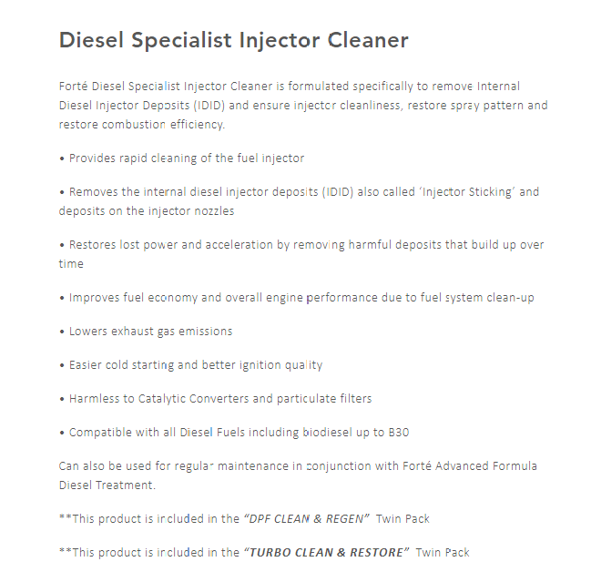 Forte Diesel Specialist Injector Cleaner 400mL | eBay UK