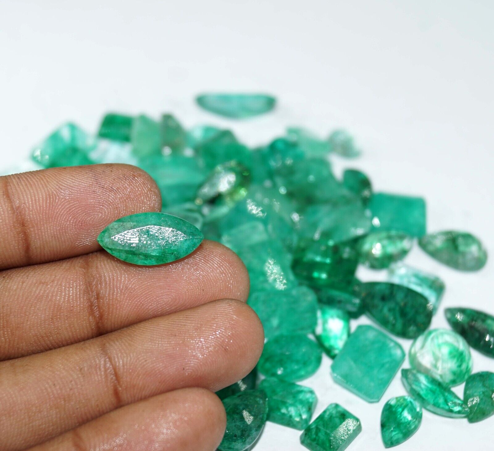 Mix Cut Natural 70Ct 8-18 mm Size Certified Colombian Green Emerald Lot ...