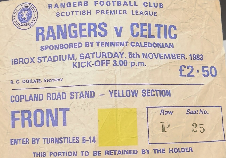 RARELY DO YOU FIND A PERFECT CELTIC V RANGERS 1983 FOOTBALL TICKET ...