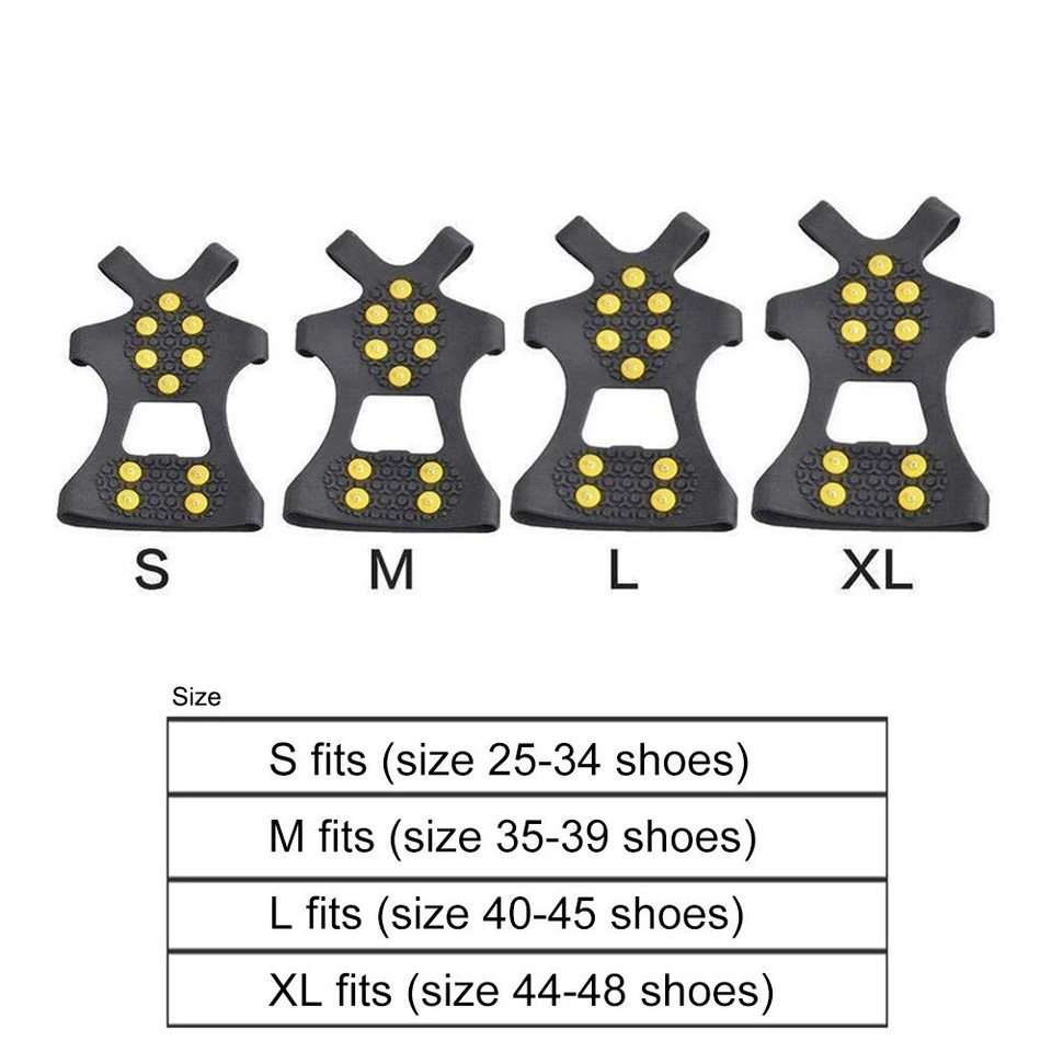 Ice Cleats Over Shoe Boots Anti Slip Traction 10 Studs Crampons Slip-on ...