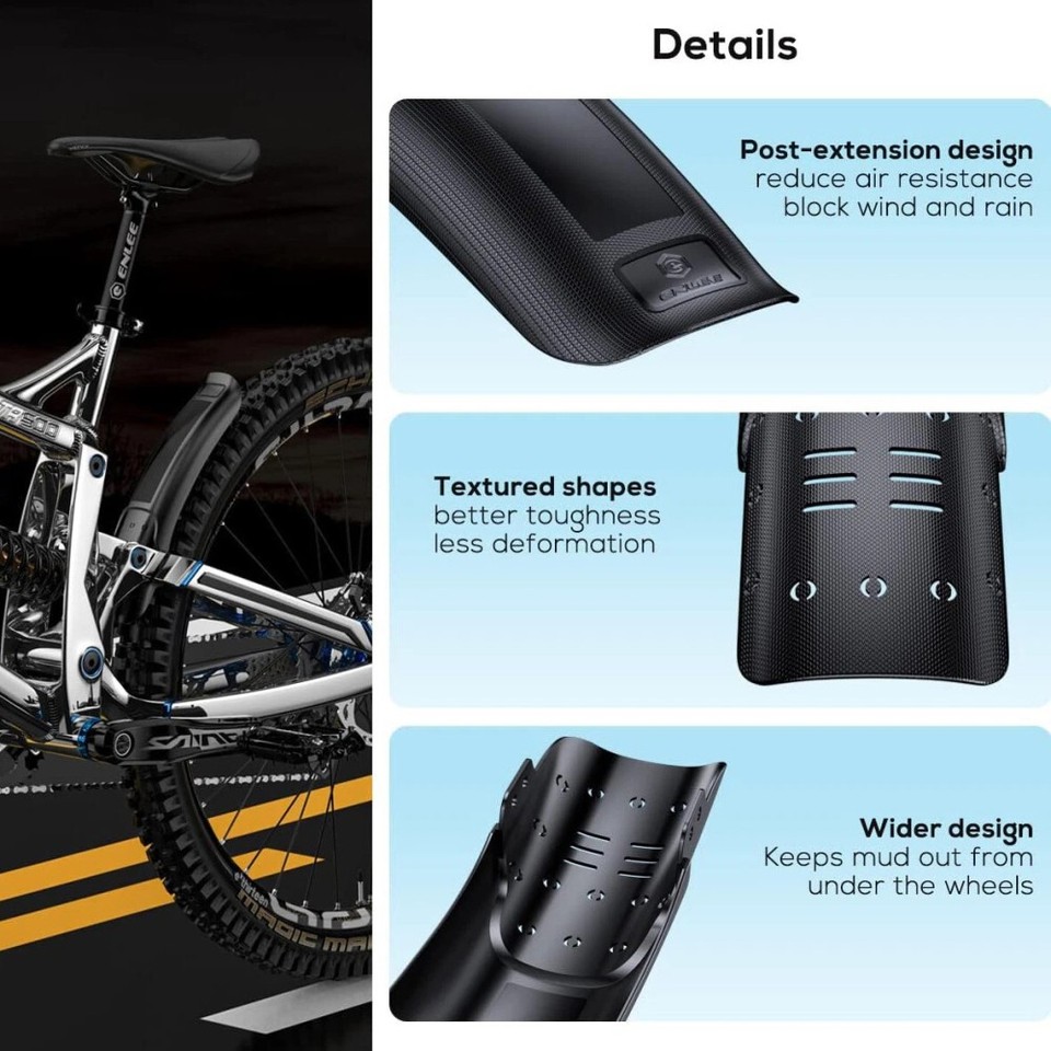 2Stk Fahrrad Schutzblech Vorne Hinten Kotflügel Fahrradschutzbleche MTB ...