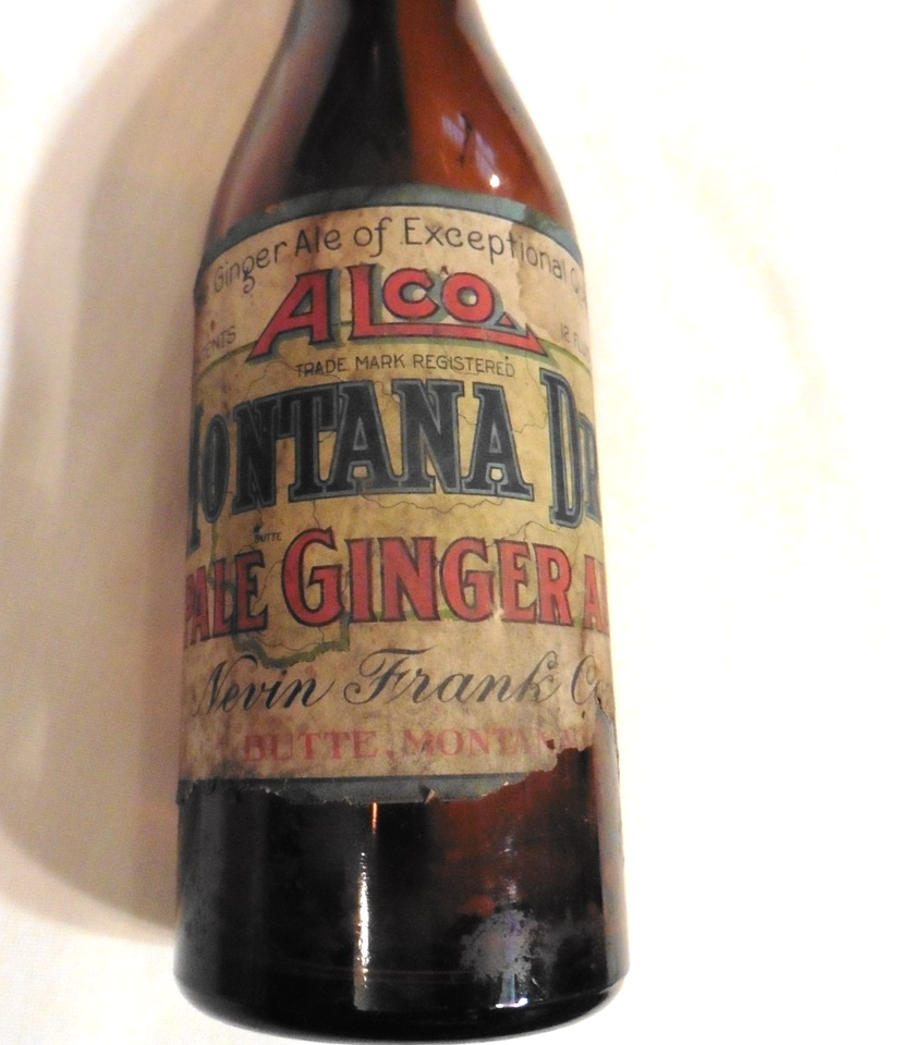 Vintage MONTANA Dry Pale Ginger Ale Bottle, NEVIN FRANK CO. Butte MT ...