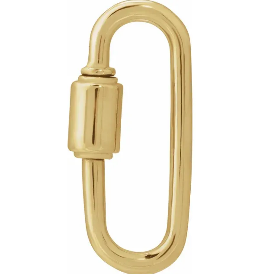 24mm 10k Yellow Gold Charm Carabiner Lock Bail Enhancer Extender ...