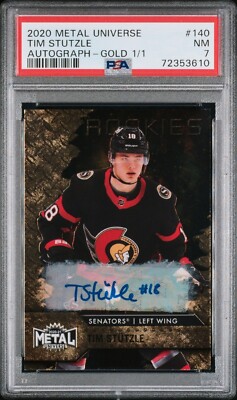 Tim Stutzle 2020-21 Skybox Metal Universe Gold 1/1 Rookie Auto RC ...
