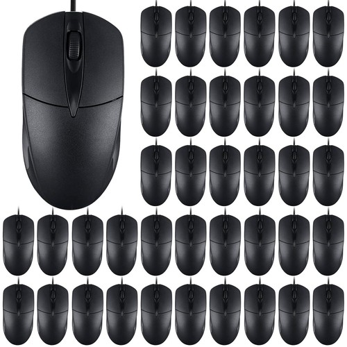 100 PCS Black Wired Computer Mouse Bulk USB 1000 DPI 3 Button Corded ...