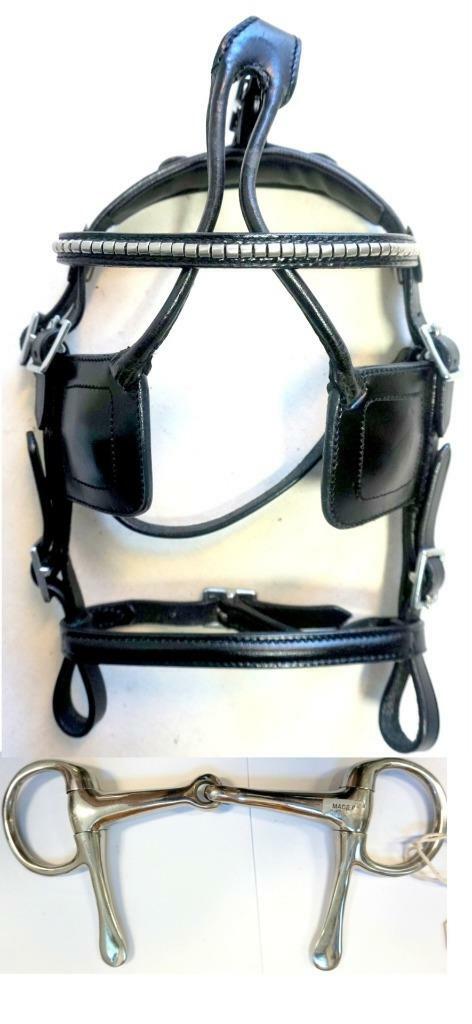 Accented PONY Driving Cart Black Leather Harness Part- Bridle Overcheck ...
