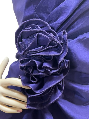 M~L Vtg 80s Purple Dress Wrap Front BOW Prom Party Club Strapless Let's ...