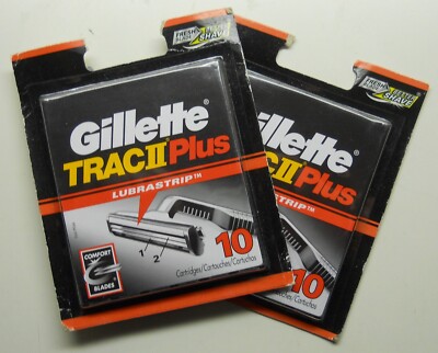 Genuine Gillette Trac II Plus Razor Blades with Lubrastrip - 2 Packs ...
