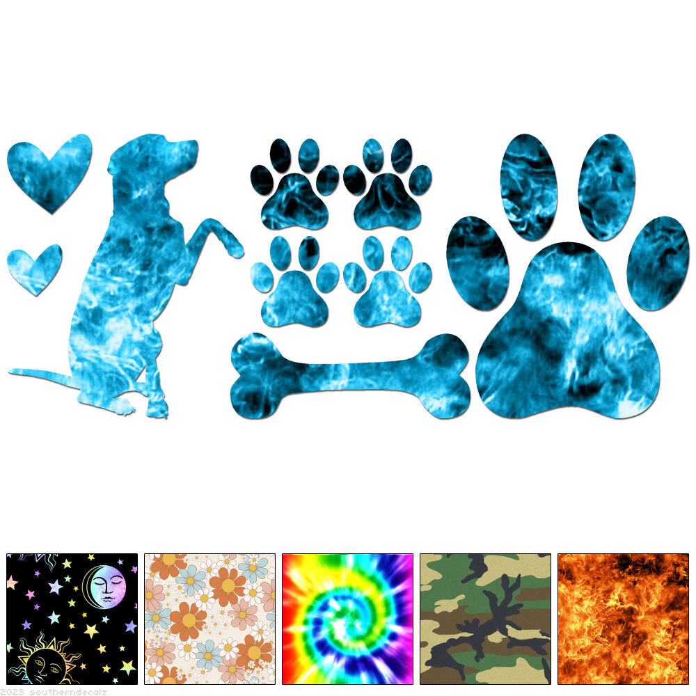 Colorful Paw Prints And Bones Colorful Bones Paws Pattern Colorful