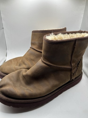 Ugg Australia Classic Stitch Boots Size 9 Brown Leather 1003945 | eBay