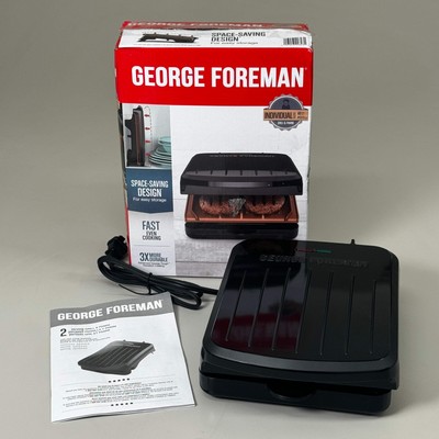 ZA@ GEORGE FOREMAN Individual Sized Grill & Panini Press 1" Hinge Black ...