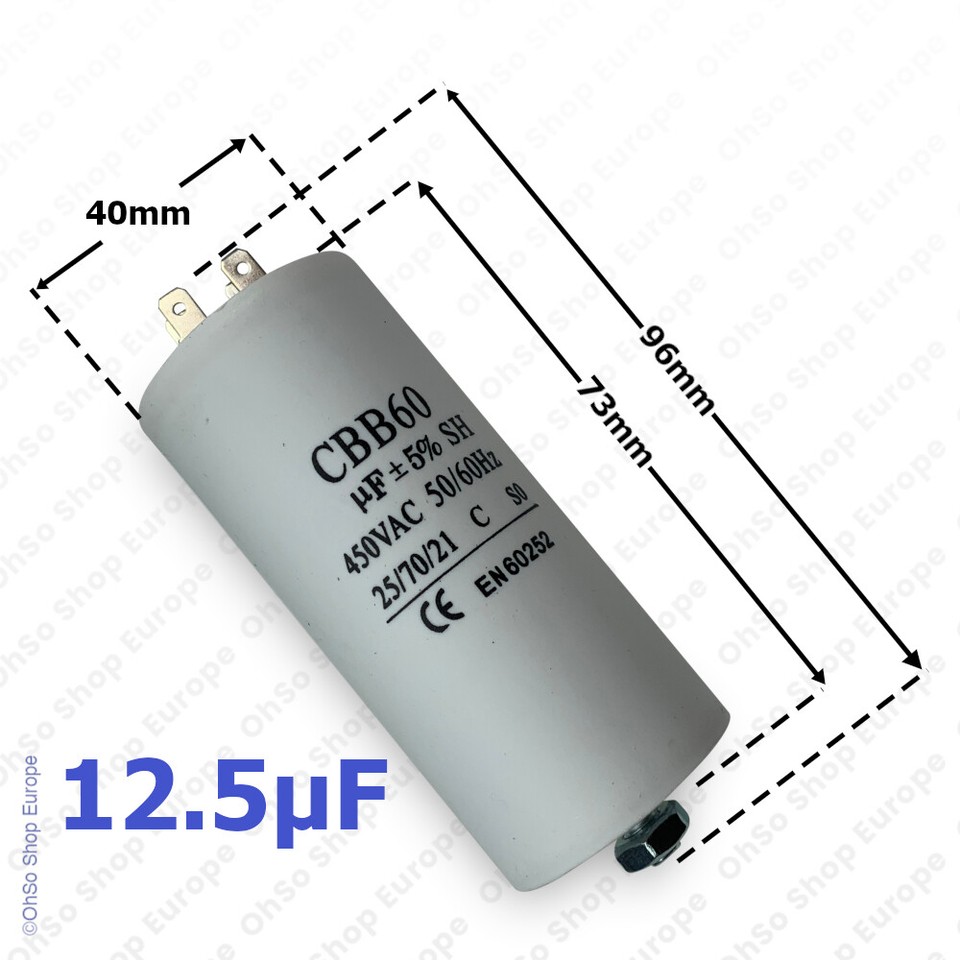 Universal 12.5uf Capacitor CBB60 Start Run Motor For Various Appliances ...