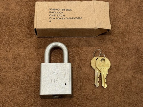 Vintage Hardened Steel U.S. Padlock 2 Keys American Lock 5200 Military ...