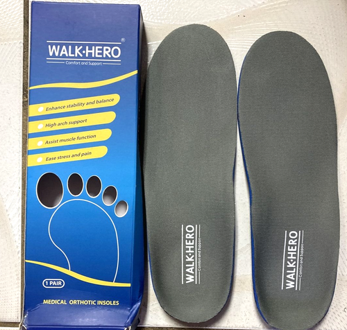 WALK HERO - NEW - MEN'S 8 - 8.5 - GRAY MEDICAL ORTHOTIC INSOLES - DEEP ...