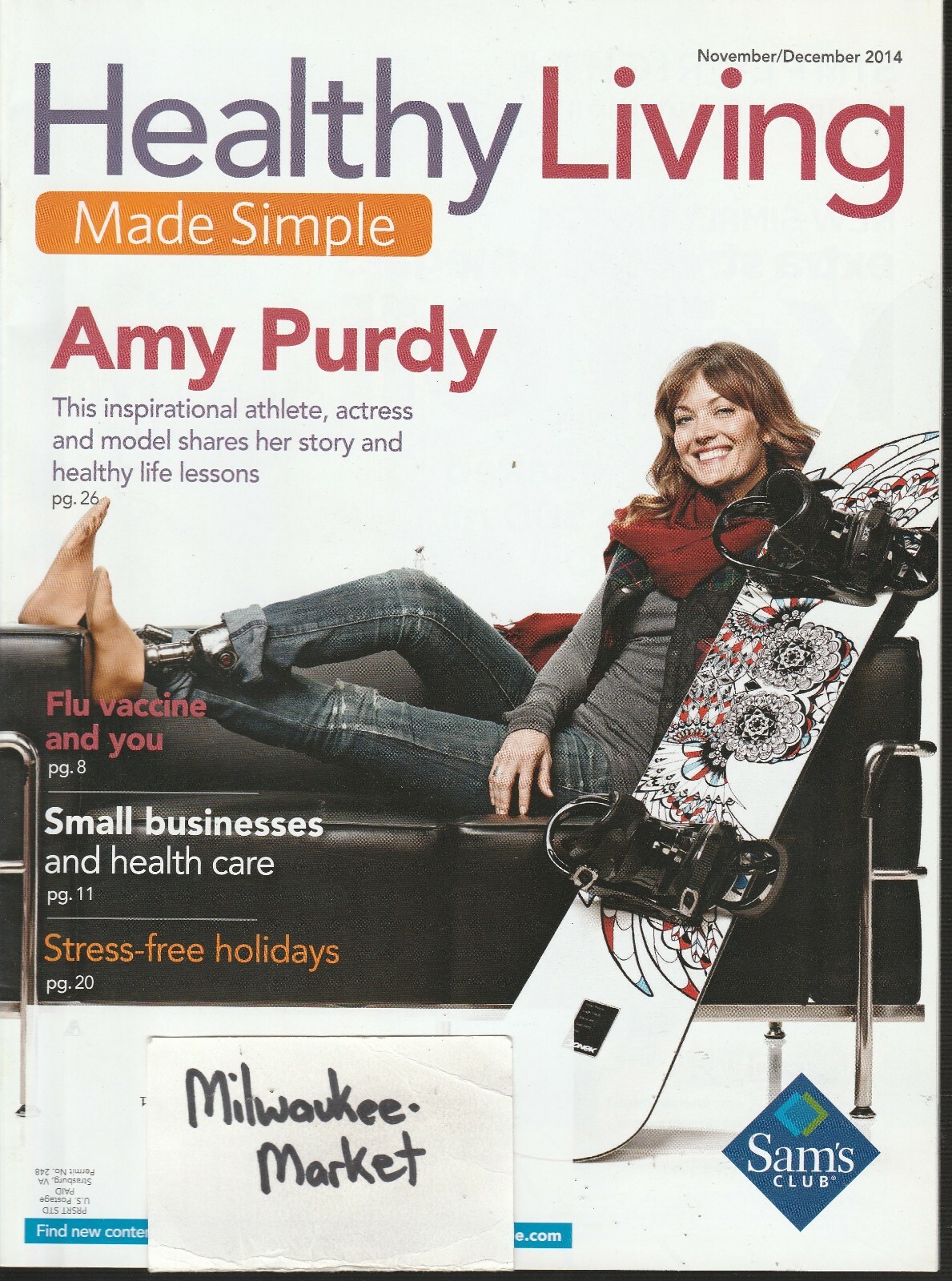 Healthy Living Made Simple Sam's Club Magazine November December 2014 Amy Purdy | eBay
