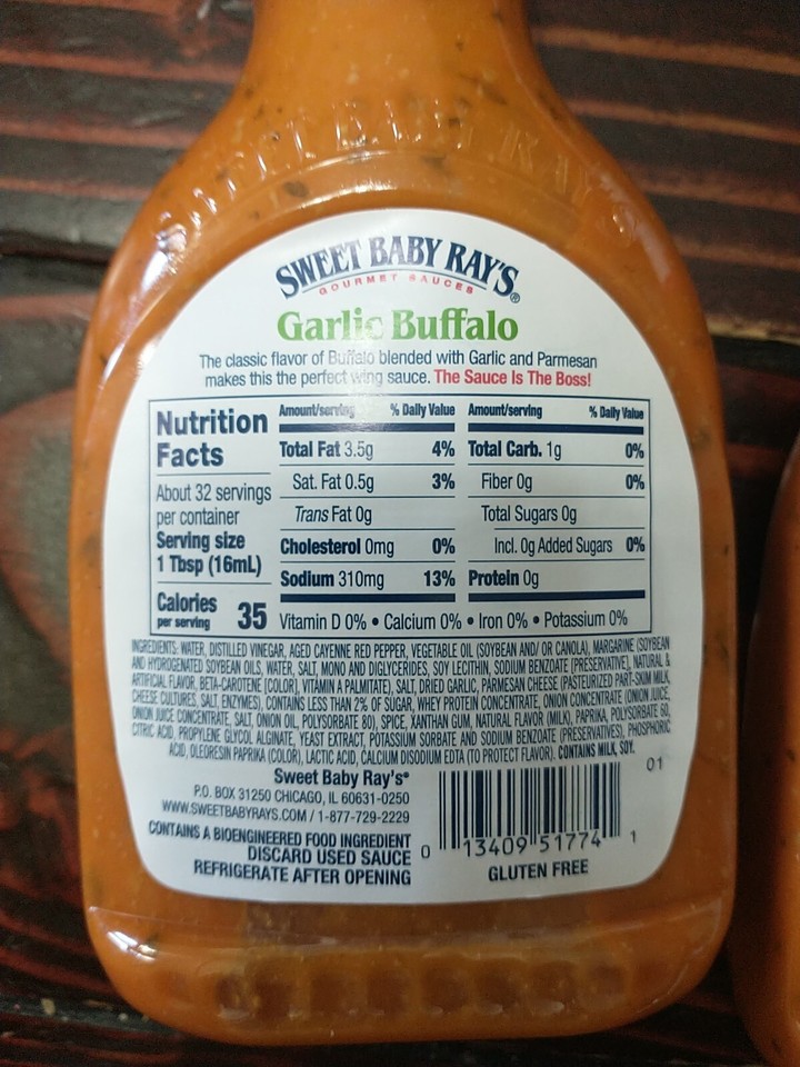 Sweet Baby Ray’s Garlic Buffalo Wing Sauce 6 Pack 16 fl oz Bottles Past ...