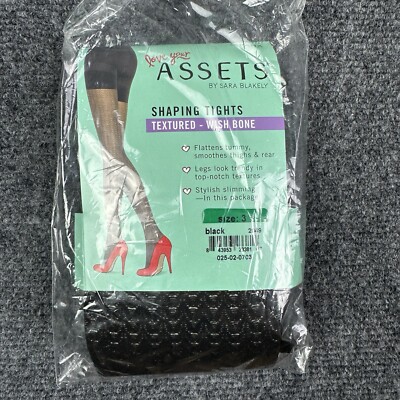 Spanx Assets Shaping Tights Textured Womens Size 3 Wish Bone Black ...