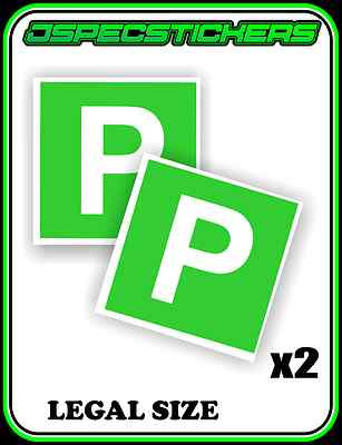 GREEN P PLATE STICKER NON MAGNETIC LEGAL SIZE LICENCE REGO x2 CAR BIKE ...