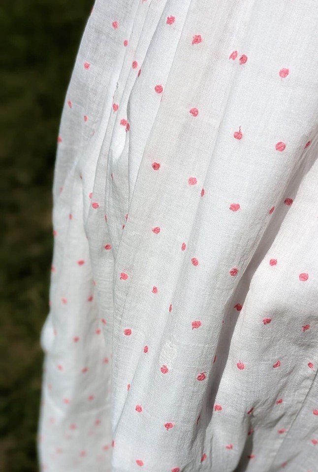 CIVIL WAR ERA SHEER PINK SWISS DOT MUSLIN SUMMER DRESS W CAP SLEEVES | eBay