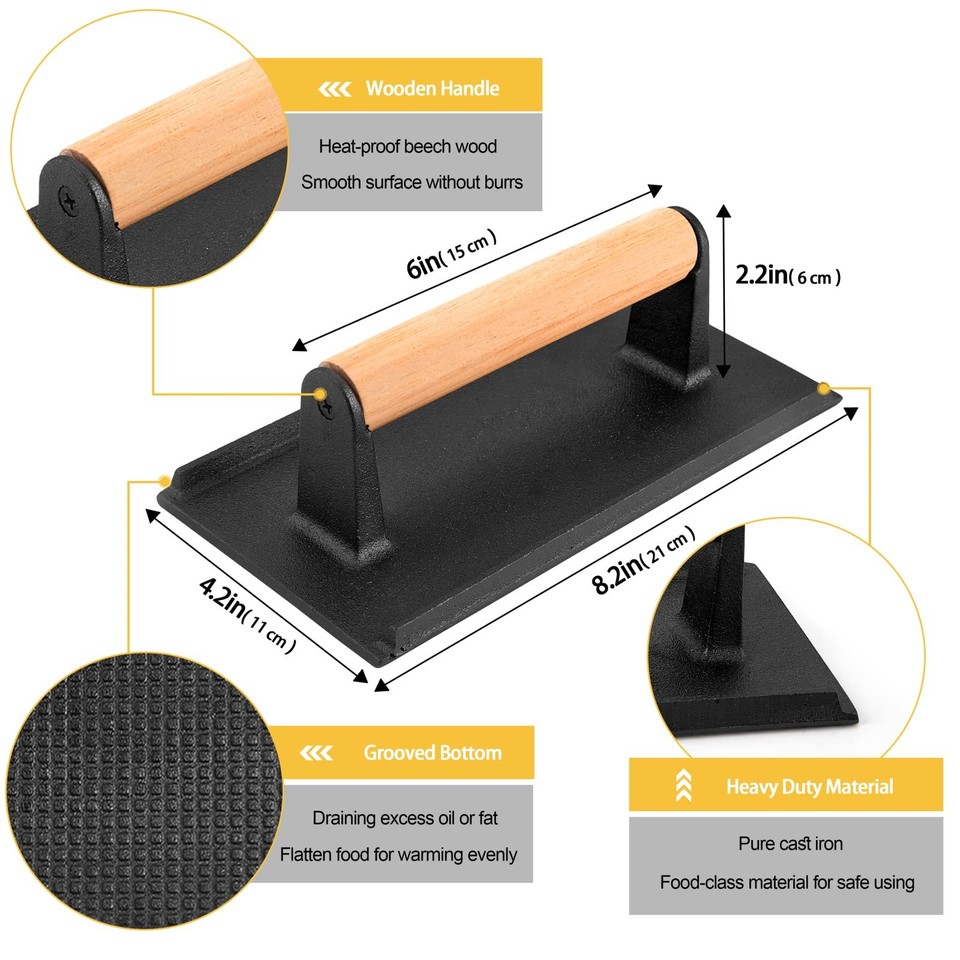 9x7in Melting Dome & 8x4in Grill Press, Rectangular Basting Steaming ...