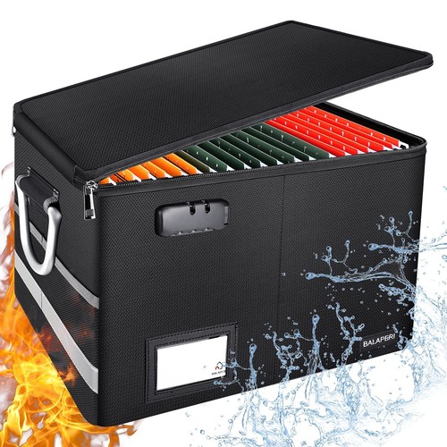 Fireproof File Box with Lock, Collapsible File Storage Box for Hanging ...