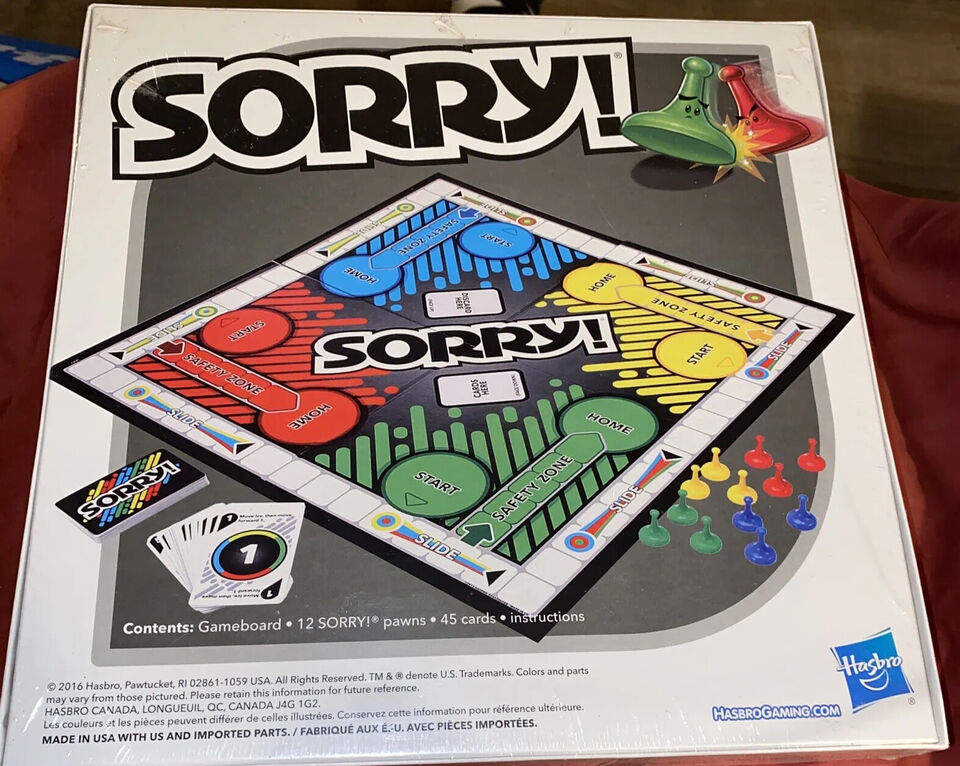 Sorry! Classic Edition Game of Sweet Revenge! Board Game Kids Family ...