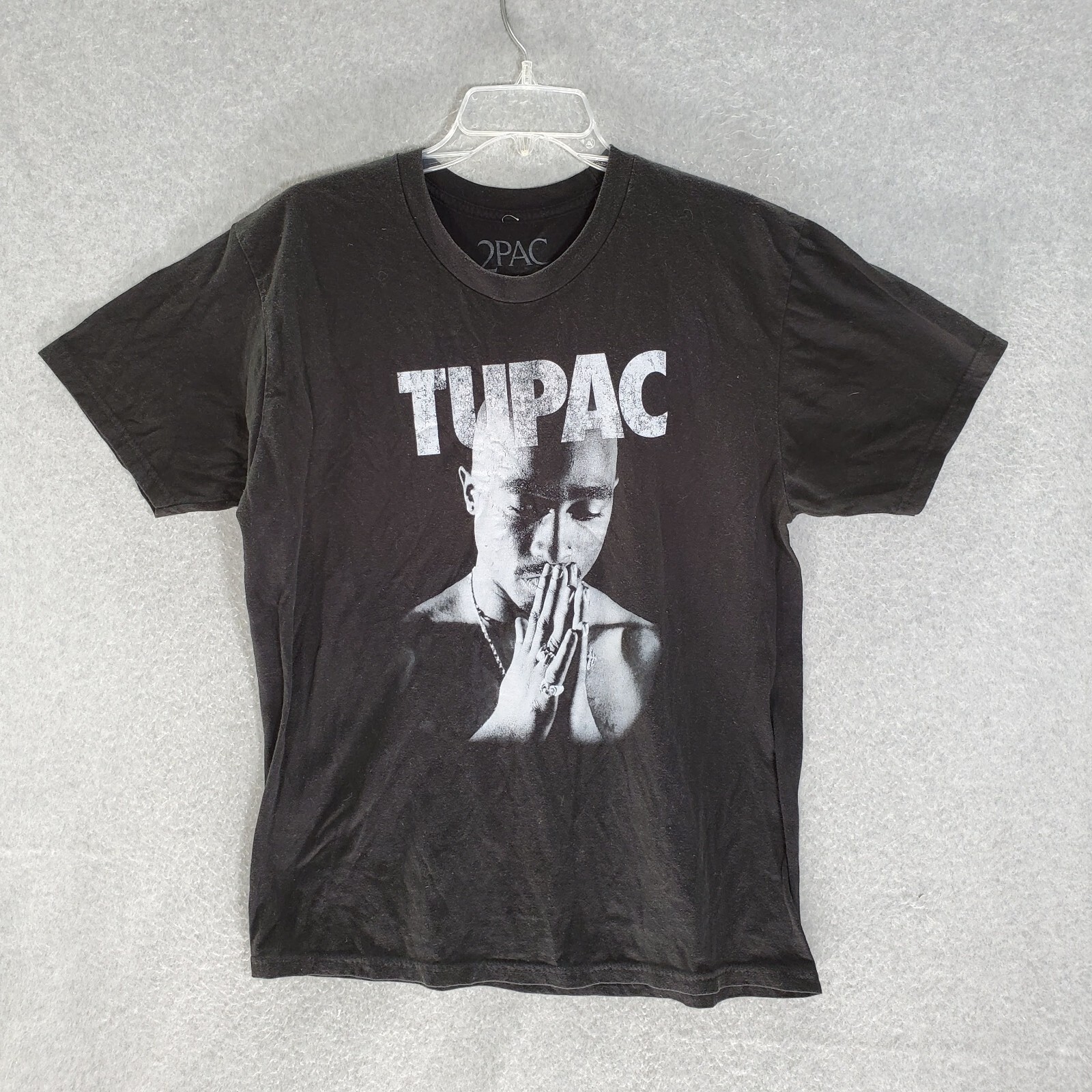 Tupac Men T-Shirt Large Black Logo Graphic Short Sleeve Tee Pullover | eBay