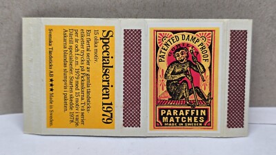 Vintage Matchbox Box GORILLA PARAFFIN MATCHES Flattened Sweden '79 ...
