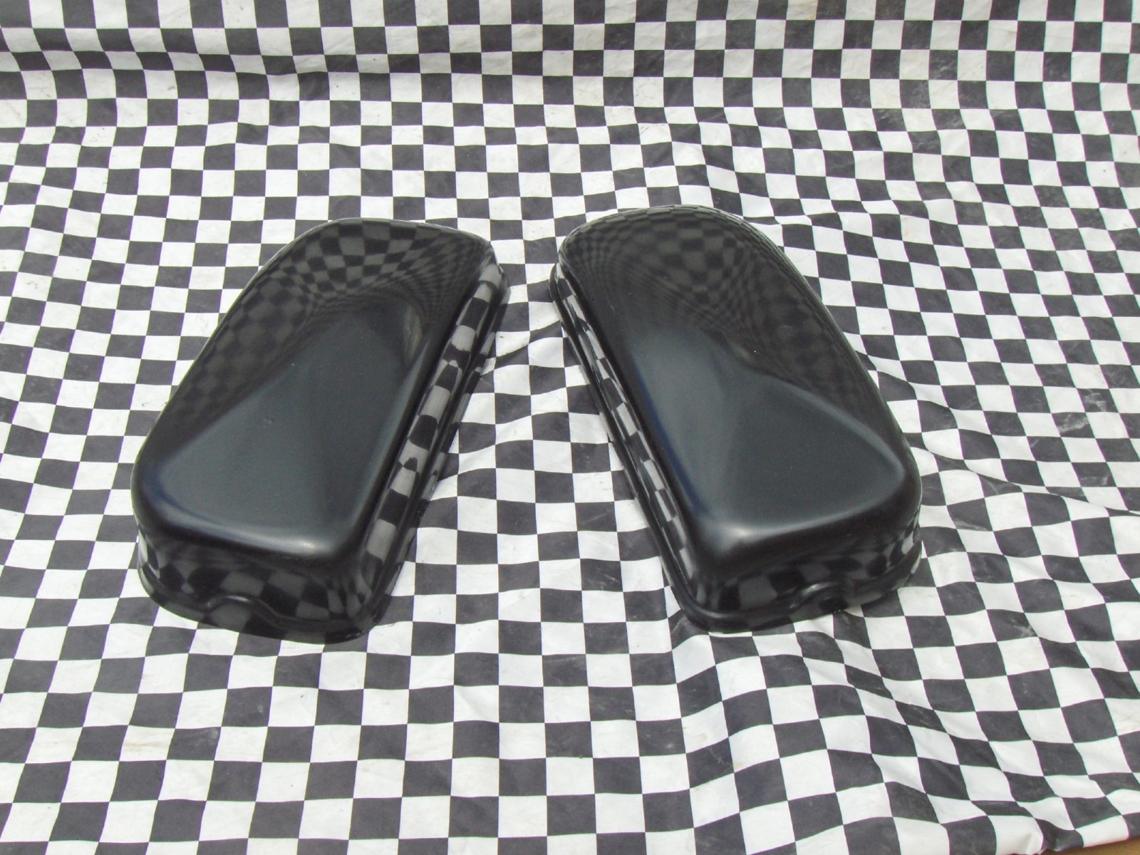 Harley Panhead Saddlebags Bubble Bags Black Gelcoat Fiberglass construction