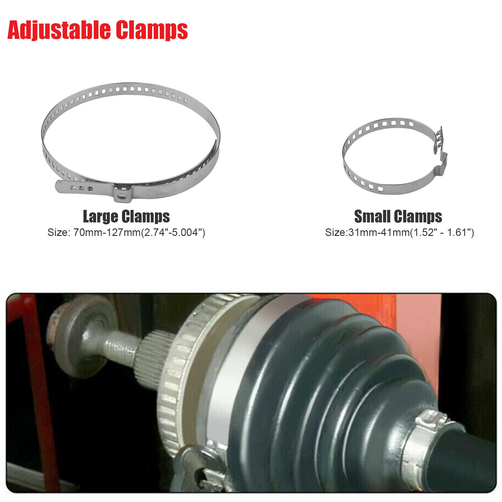 24 Pcs Universal Adjustable Axle CV Joint Boot Crimp Clamps W/ Clamp ...