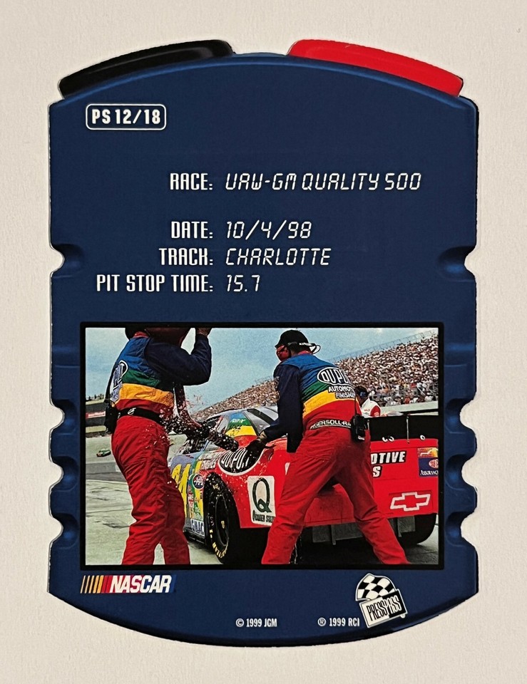 Jeff Gordon 1999 99 Press Pass Pit Stop Embossed Die Cut Insert Card # ...