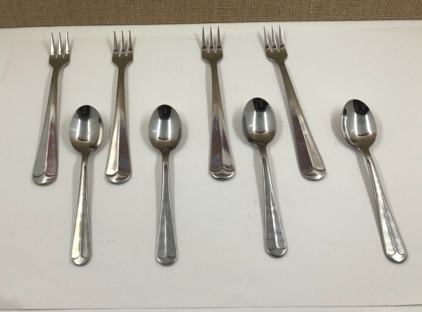 Set of Hoan Stainless Flatware, 4 pickle forks, 4 condiment demitasse ...