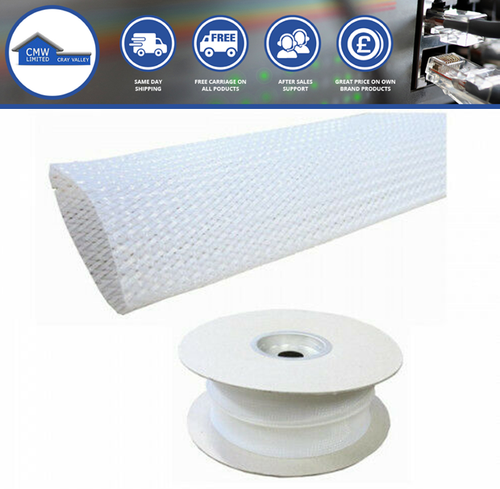 White Braided Cable Sleeving Sock Expandable Sheathing Wire Harness ...