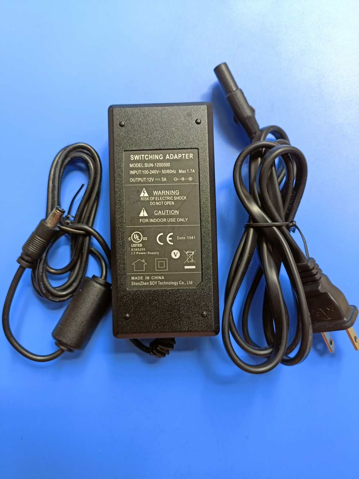 Genuine SOY AC Power Adapter SUN-1200500 12V 5A Power Supply 5.5MM*2 ...