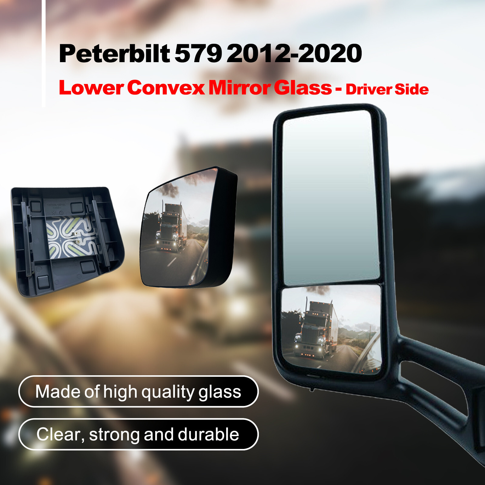 SPLENDID Lower Mirror Glass for Peterbilt 579, 567, Convex, Heated ...